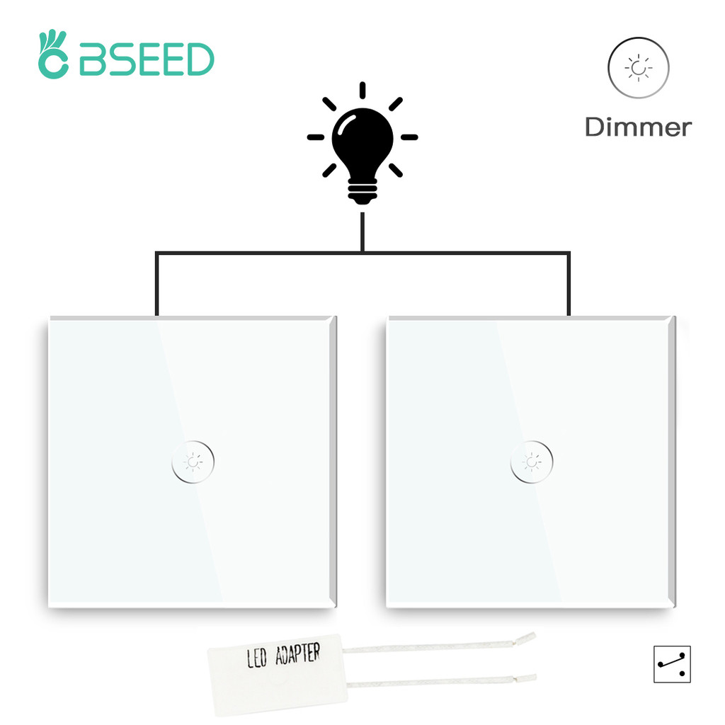 Jual BSEED 2Pieces Dimmer Wall Switches EU Standard 1Gang 2Way Touch ...