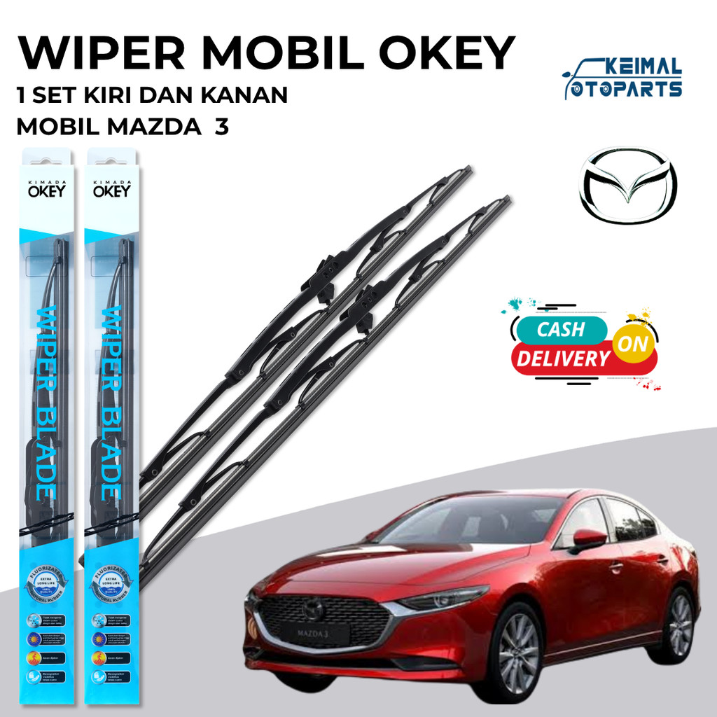 Jual Wiper Blade Mazda 3 Rangka Besi Pembersih Kaca Depan Mobil 1 Set ...