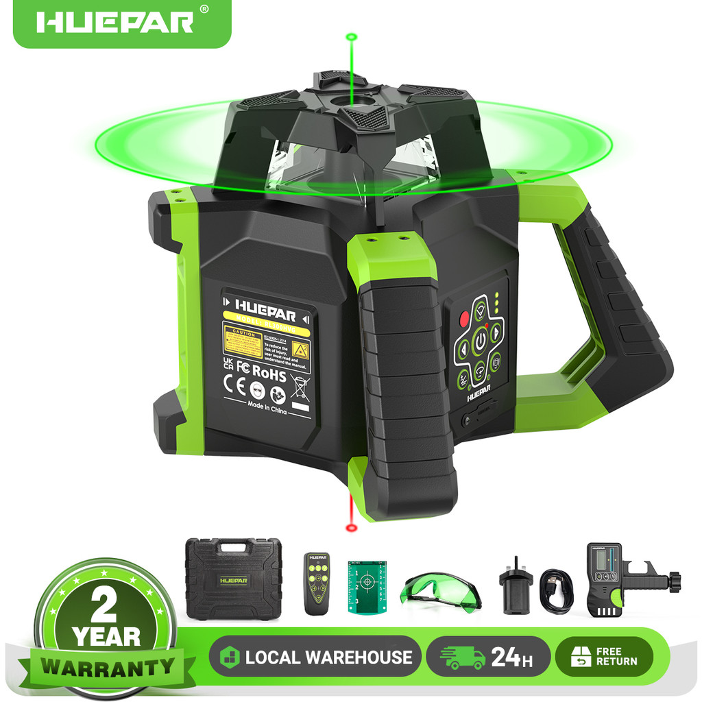 Jual Huepar Electronic Green Rotary Laser Level + Plumb Points Self ...