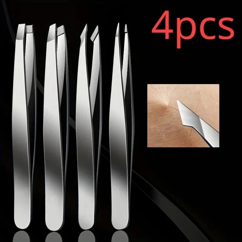 Jual 4Pcs Set Professional Tweezers Set Perfect For Eyebrow Hair ...
