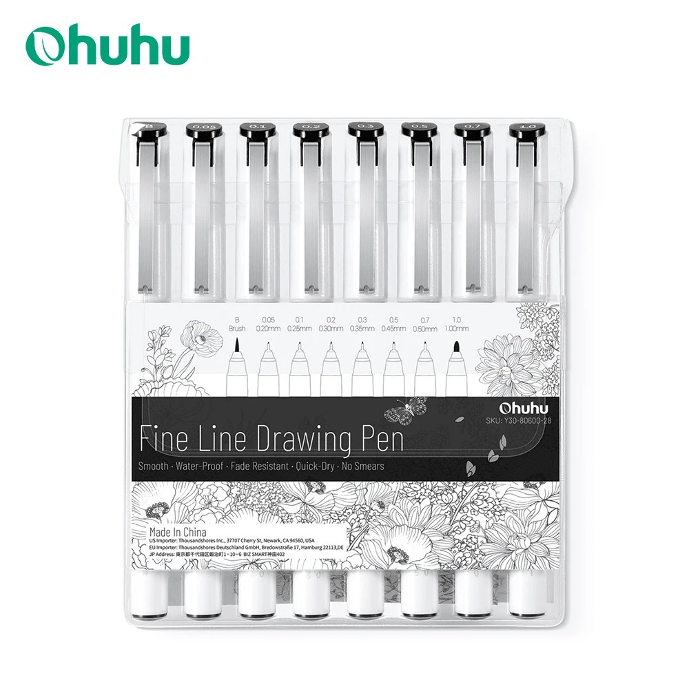 Jual Ohuhu Micro Pen Fineliner Drawing Pens 8 Pack Line Pens Art ...