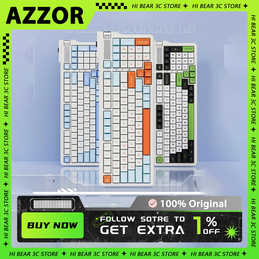 Jual AZZOR K98 Mechanical Keyboard Multifunctional Roller Three Mode ...