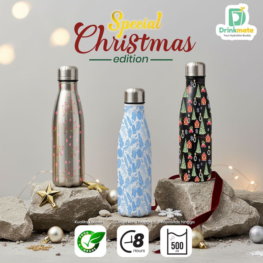 Jual Botol Air Stainless Steel 304 Edisi Spesial Natal Kapasitas 500ml ...