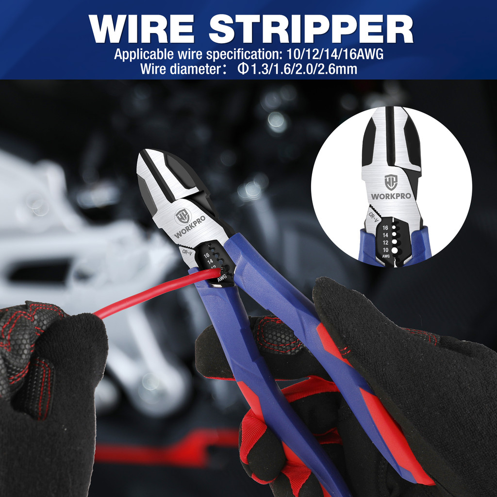 Jual WORKPRO 7.5-Inch Diagonal Pliers Wire Stripper Electrical Wire ...
