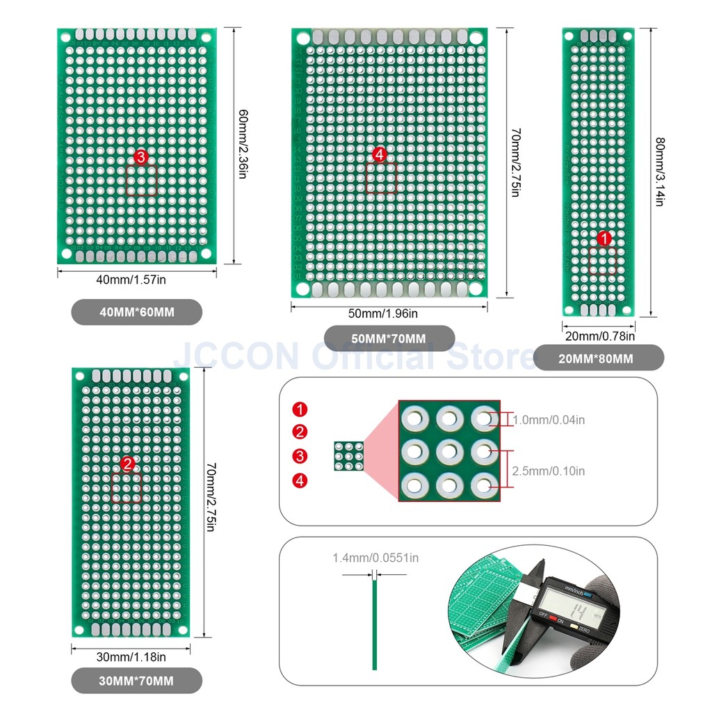Jual 10Pcs PCB Prototype Board Circuit Universal Stripboard Prototyping ...