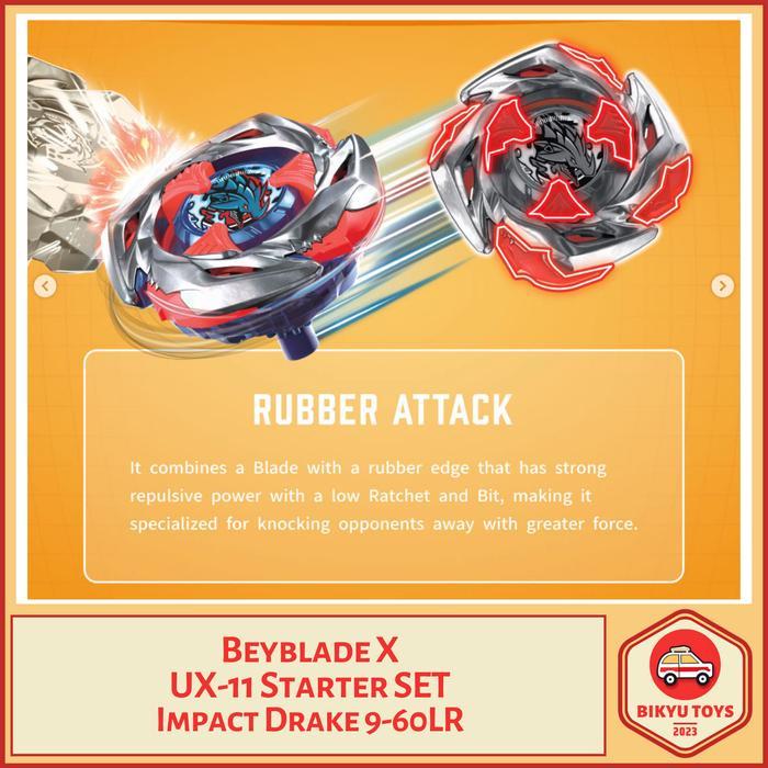 Jual Beyblade X Ux-11 Impact Drake Ratchet 9-60 Bit Lr Low Rush Starter ...