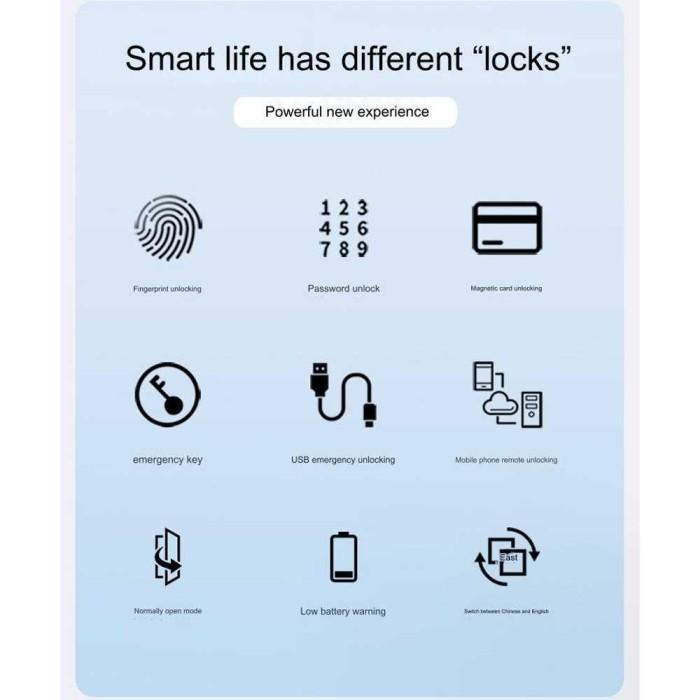 Jual Smart Door Lock Password Fingerprint Swipe Card - M20 | Shopee ...