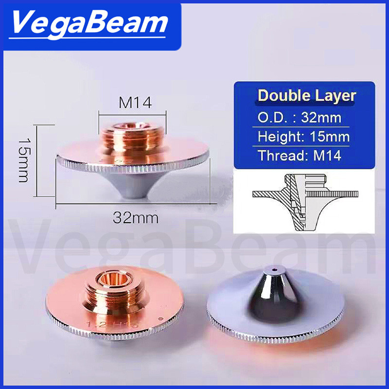 Jual Fiber Laser Nozzle D28 D32 Single Double Layer Laser Cut Nozzle ...