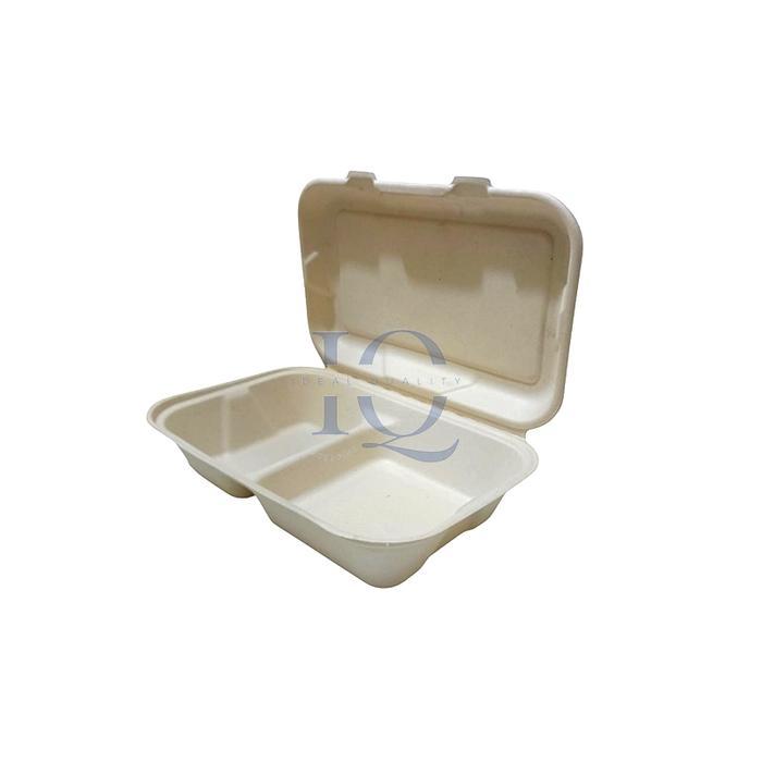 Jual Bagasse Lunch Box Sekat 2, 9x6 inch NATURAL Serat Tebu - ECO ...
