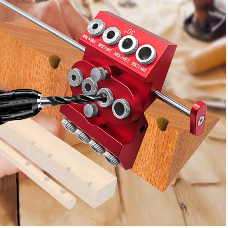 Jual Woodworking 30 45 90 Angled Drill Guide Jig with Extension Rod ...