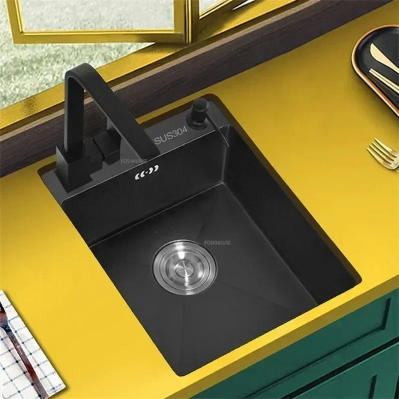 Jual Thicken Washing Basin Mini Bar Sinks Black 304 Stainless Steel ...