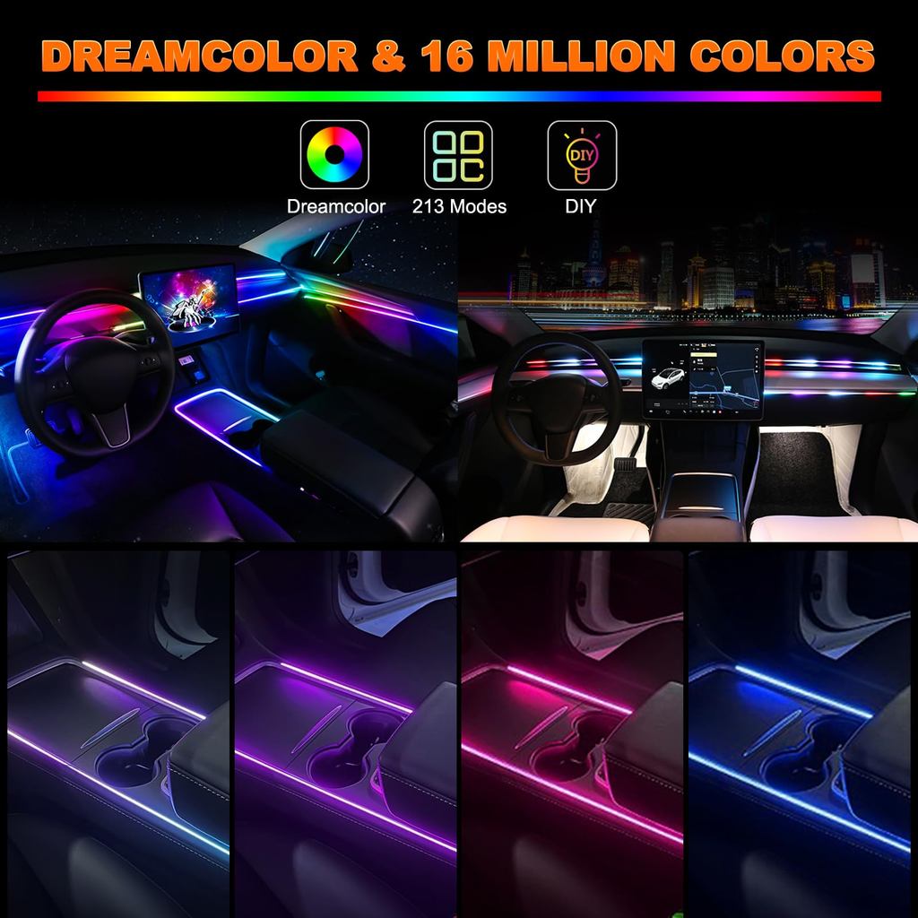 Jual Universal Symphony Car Ambient Lights LED Interior RGB Streamer ...