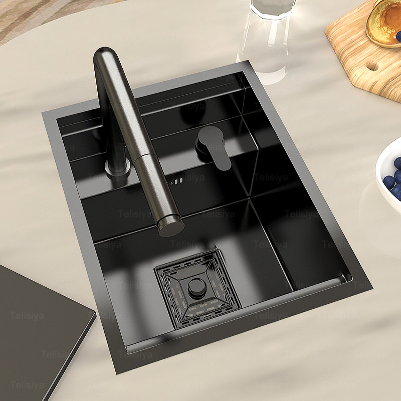 Jual Hidden Kitchen Sink Bar Sink Kit Folding Faucet Drain Pipe,Drop-In ...