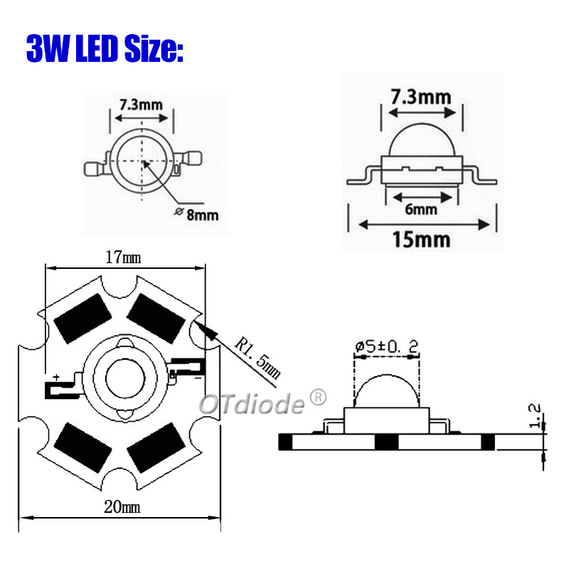 Jual Led Diode 3W Blue High Power Chip Royal Blue 440nm 450nm 460nm ...