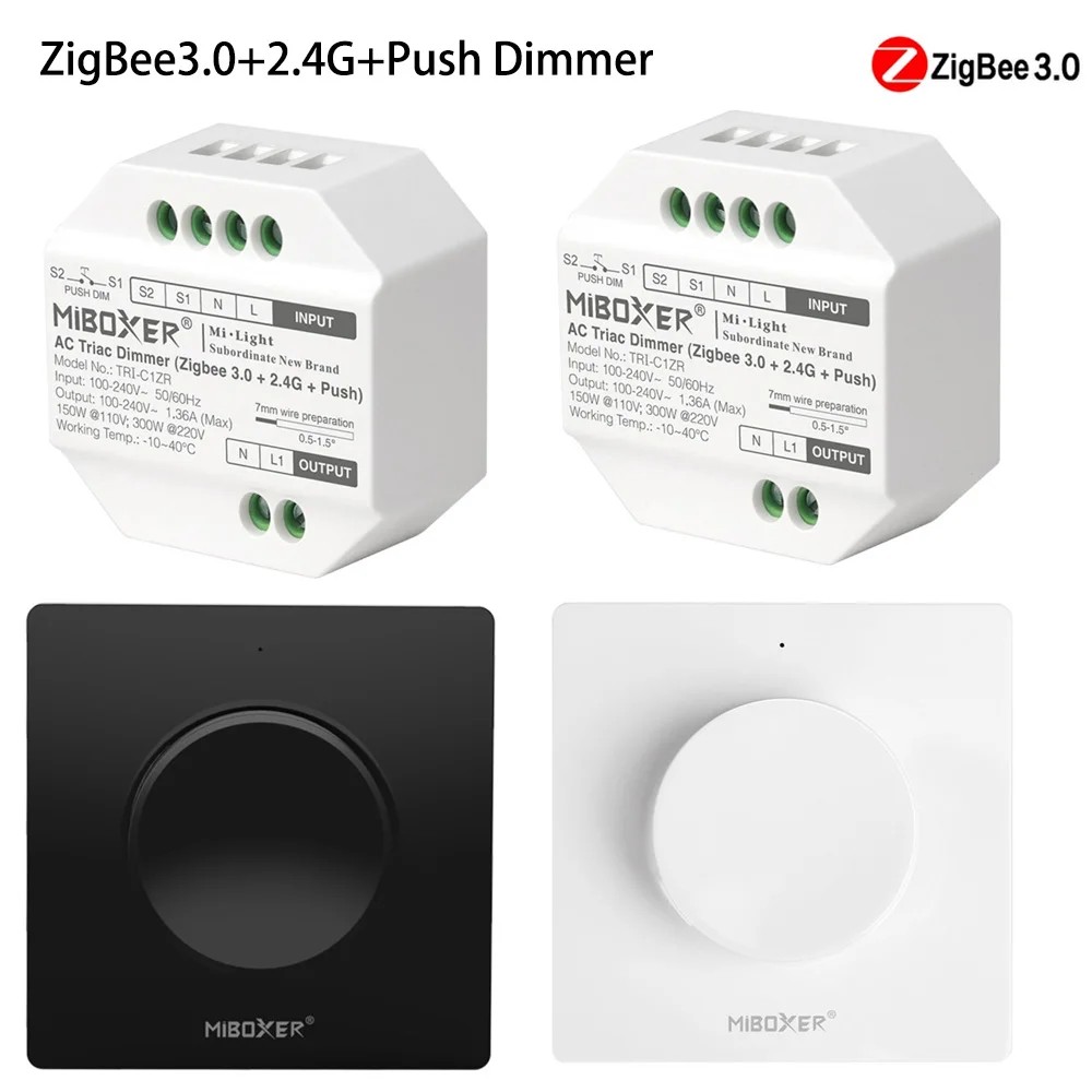 Jual Tuya Zigbee 3.0 110V220V Triac RF Push Dimmer Wireless Rotating ...
