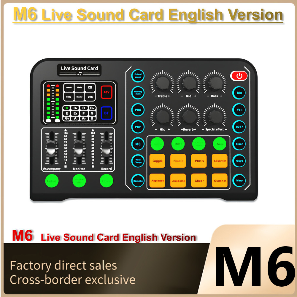 Jual Metal RGB LED Live Sound Card Wireless Bluetooth-compatible ...