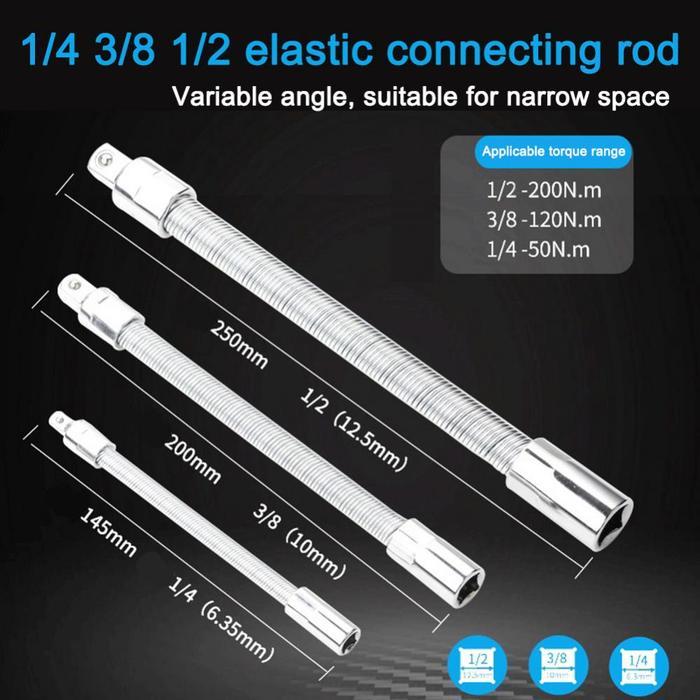 Jual 1/4 3/8 1/2 Drive Flexible Connecting Rod Socket Extension Bar ...