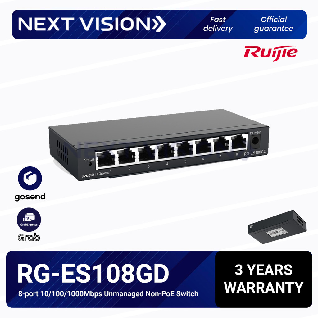 Jual RG-ES108GD - RUIJIE REYEE 8 PORT SWITCH UNMANAGE GIGABIT NON POE ...