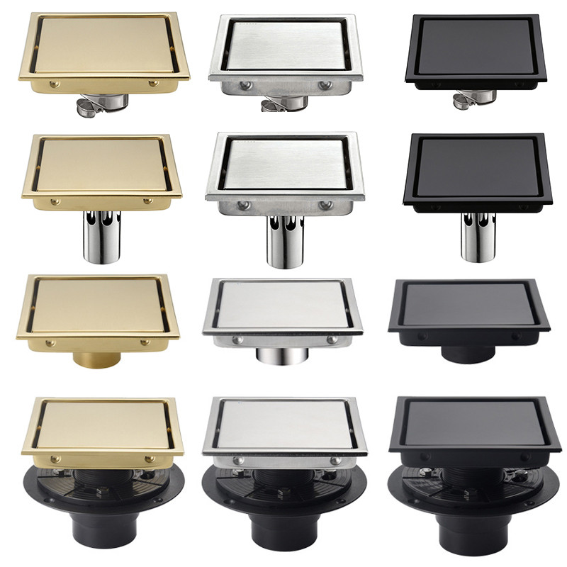 Jual Square Shower Drain Tile Insert Anti Odor Stainless Steel Floor ...