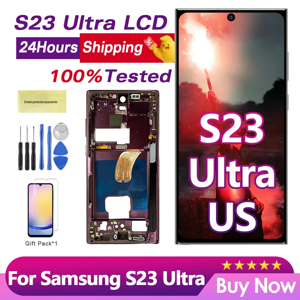Jual US S23U OLED For Samsung S23 Ultra 5G SMS918B SMS918B/DS SM-S918U ...