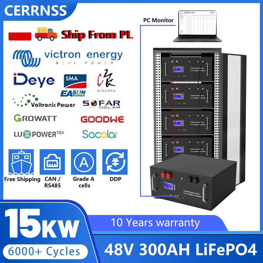 Jual LiFePO4 48V 300AH 200AH 100AH Battery Pack 51.2V 15KW Lithium ...