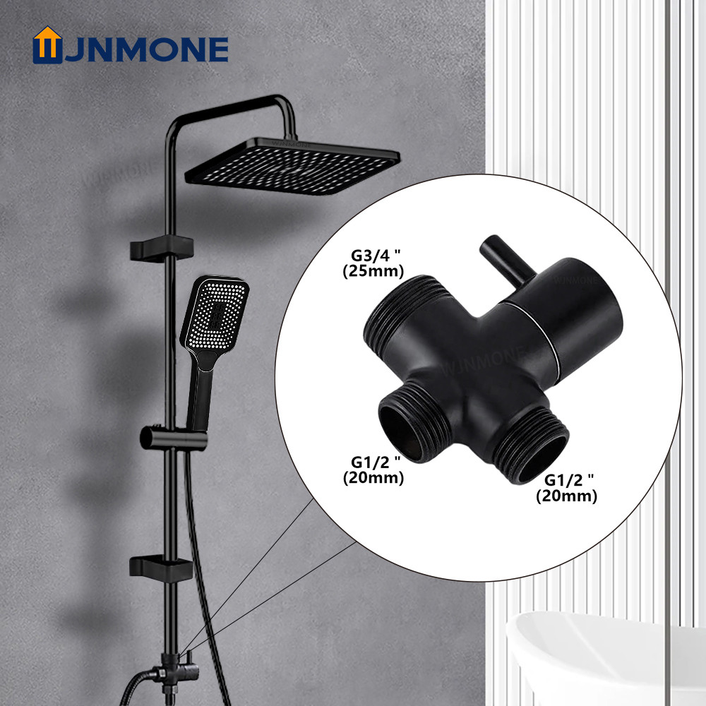 Jual Black Shower Column Set Bathroom Accessories 3 Way Water Diverter ...