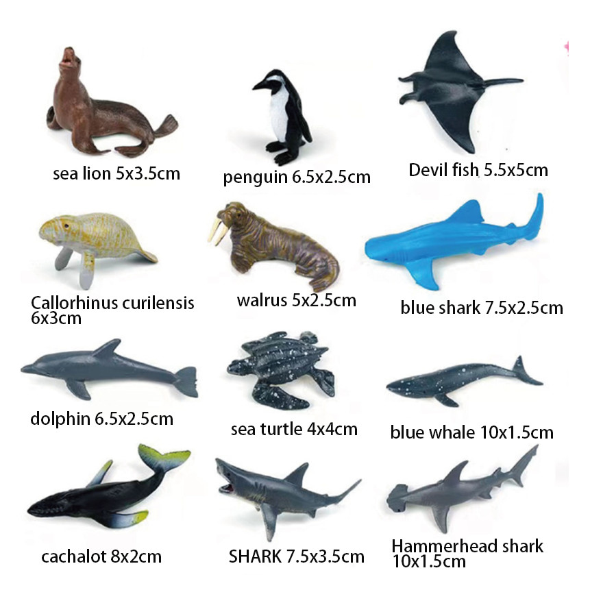 Jual 12 Hand-painted Dinosaur Marine Animal Science and Education Model ...