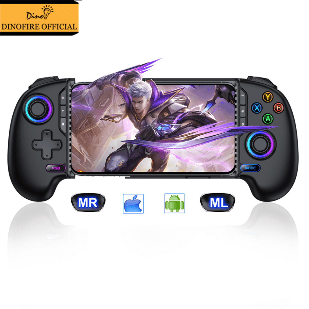 Jual DinoFire Telescopic Game Controller RGB Light Mobile Phone Gamepad ...