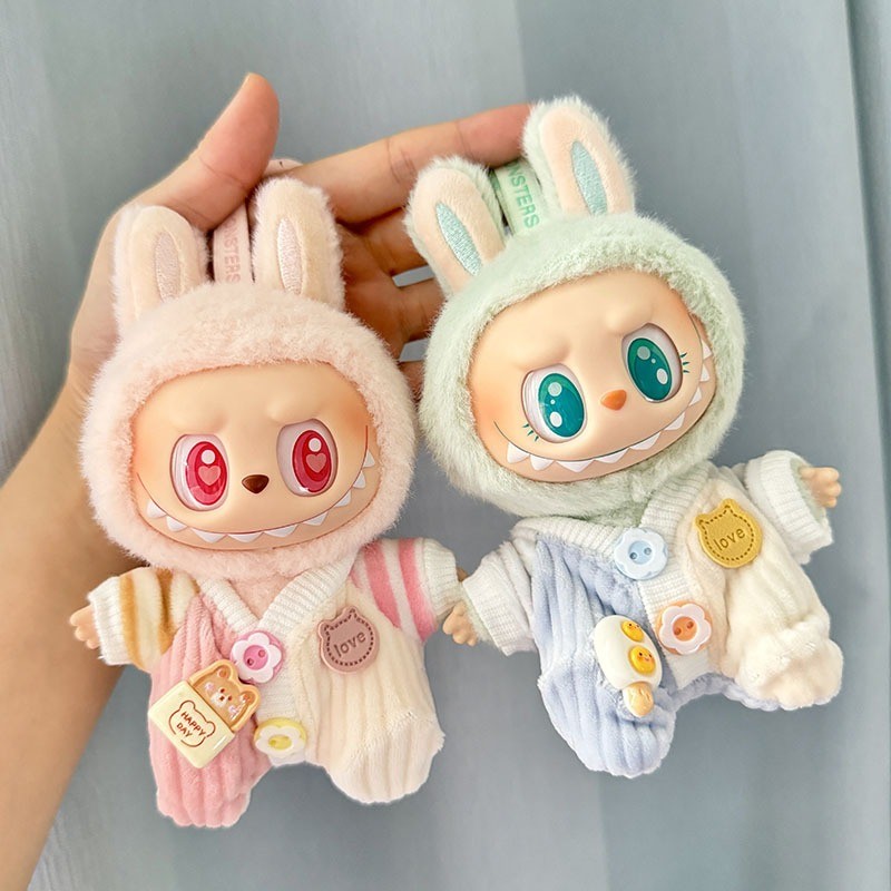 Jual For 17Cm Labubu V2 Doll Clothes Baby Crawling Suit Labubu Clothes ...