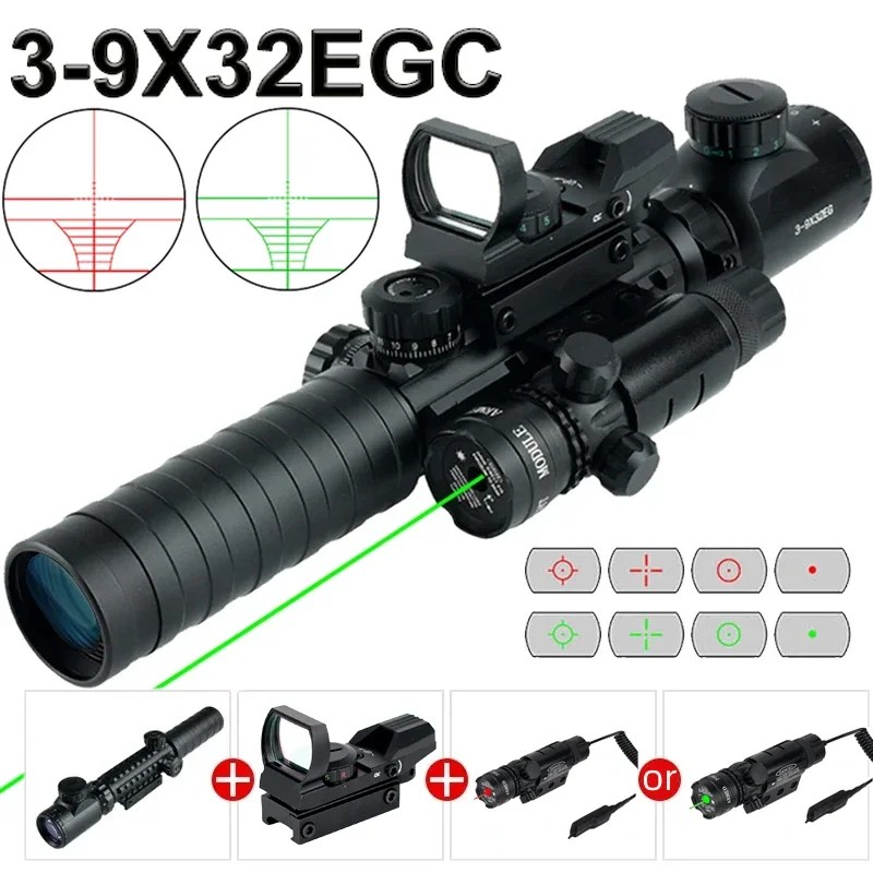 Jual 3-9X32EG Red/Green Illuminated Tactical Optic Rifle Scope HD101 ...