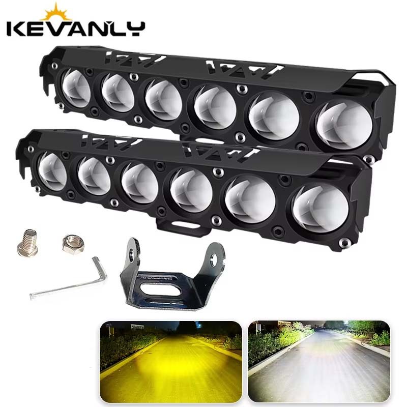Jual 6 Lens Motorcycle Led Spotlight Dual Color Hi/Low Beam Fog Lam For ...