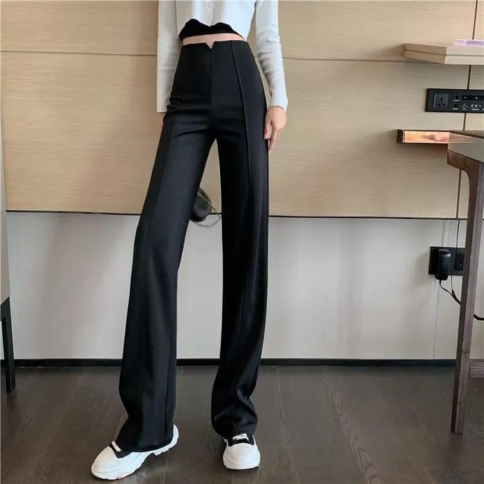 Jual 99koutlet - High Waist Full Length Straight Pants 1634 (S-XL ...