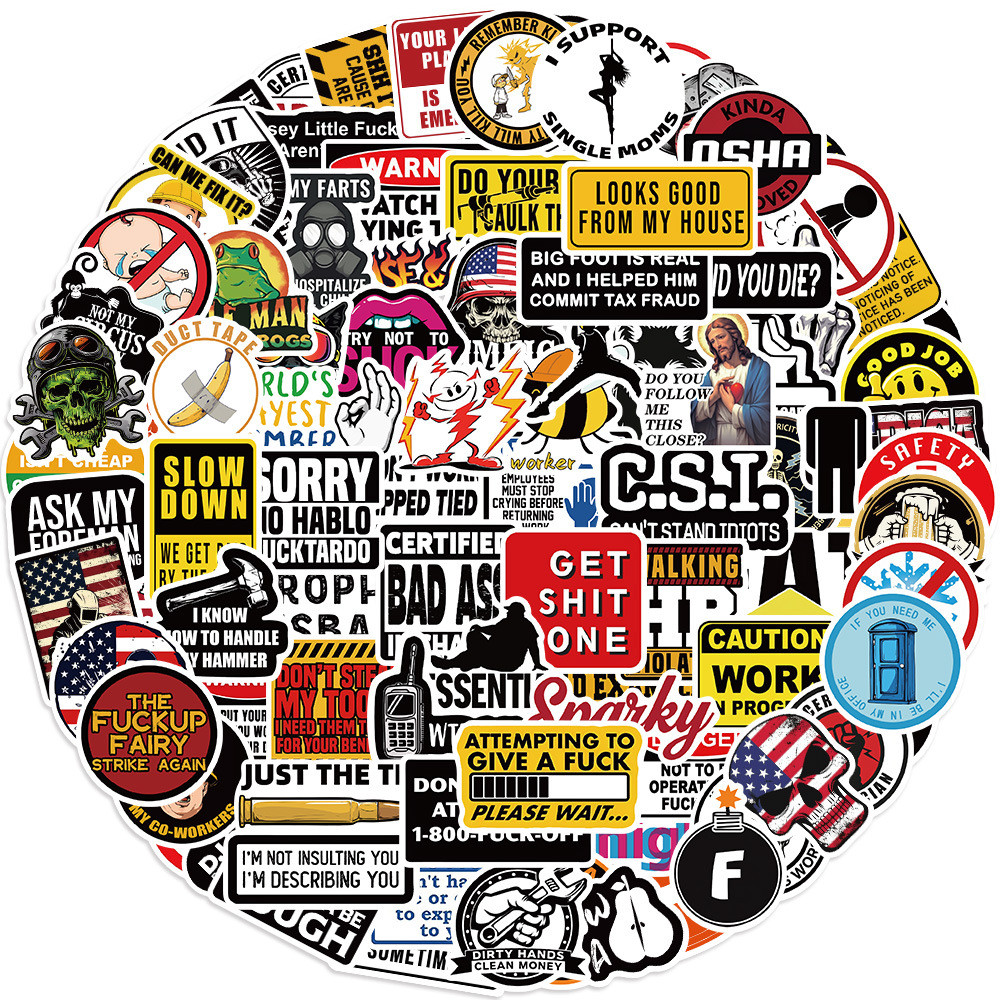 Jual 100Pcs Funny Hard Hat Stickers For Adults, Tool Box, Helmet, Blue ...