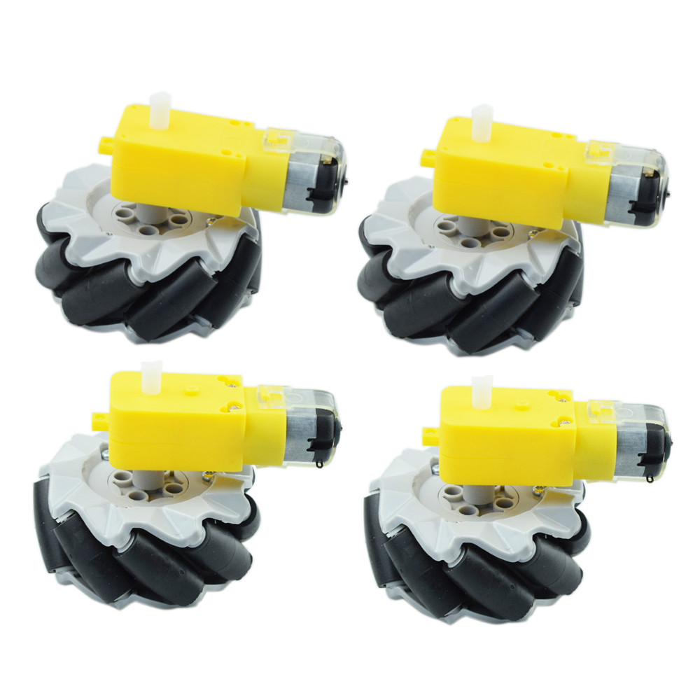 Jual 4pcs/set 65mm Mecanum Wheel with TT Motor Universal Tire for ...