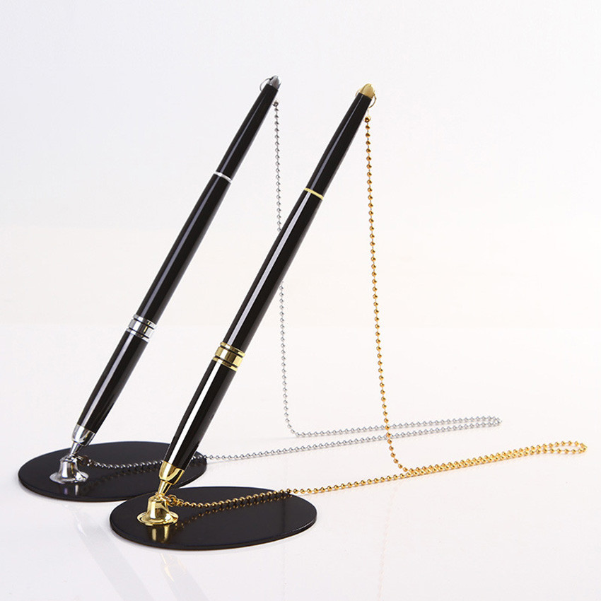 Jual Black Metal Desk Rope Ballpoint Pen Signature Pen Sticky Desk Pens ...
