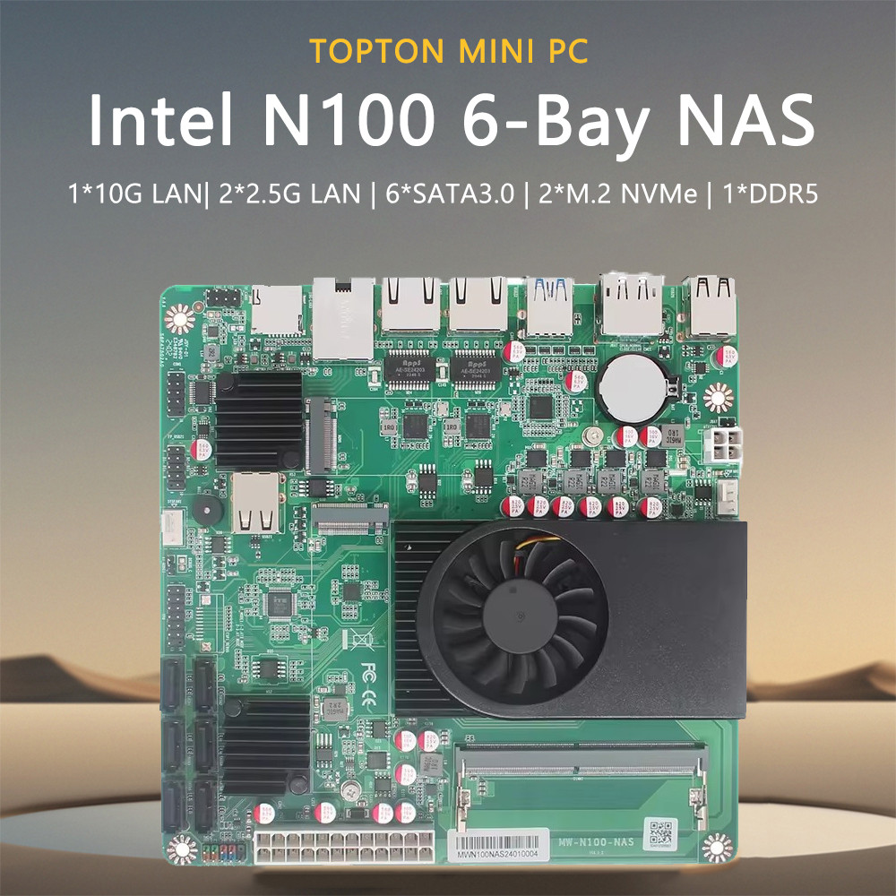 Jual Intel N100 6-Bay NAS Motherboard 1*10G 2*i226-V 2.5G 3LAN 6*SATA3 ...