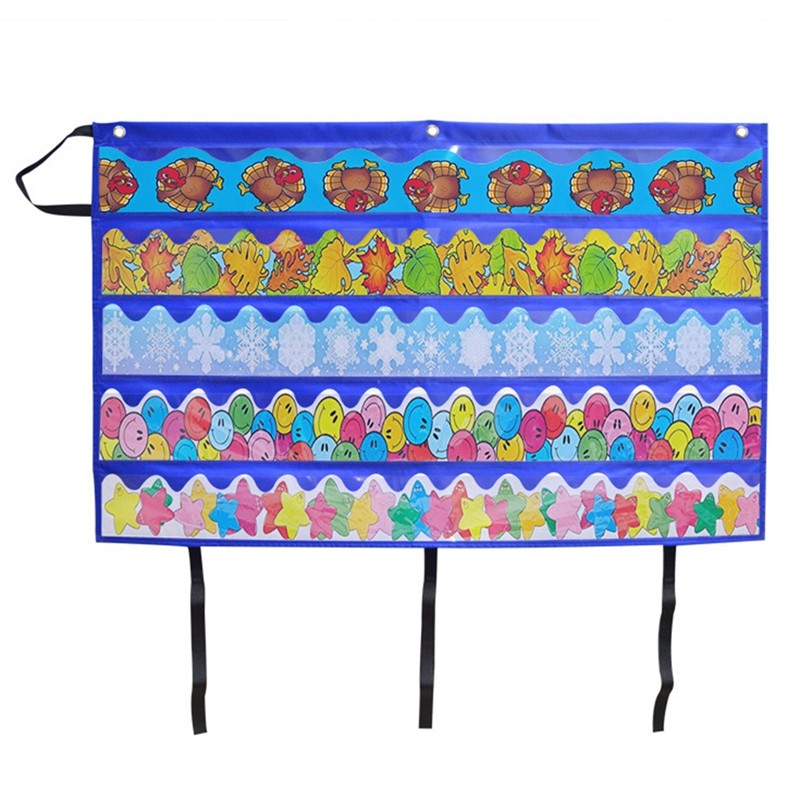 Jual Bulletin Border Storage Children Foldable Pocket Chart Organize ...