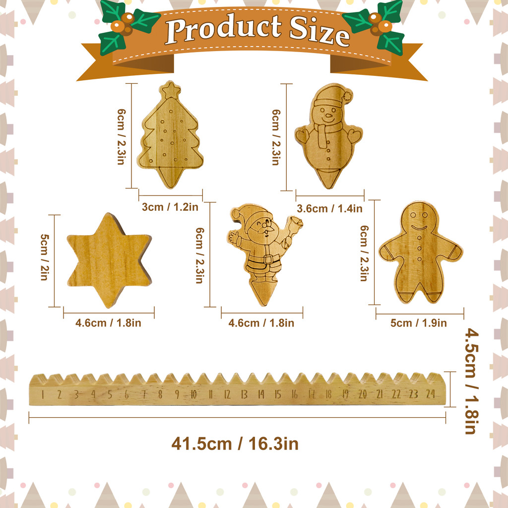 Jual Christmas Advent Calendar 2023 Wooden Xmas Countdown Calendar with ...