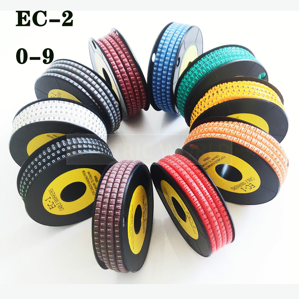 Jual cable marker numbered EC-2 1000pcs Wire Marker Number 0 to 9 Cable ...