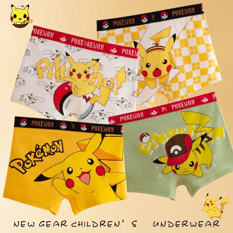 Jual 4pcs/set Pokemon Boys Boxer Underpants Cotton Anime U Pouch Bulge ...