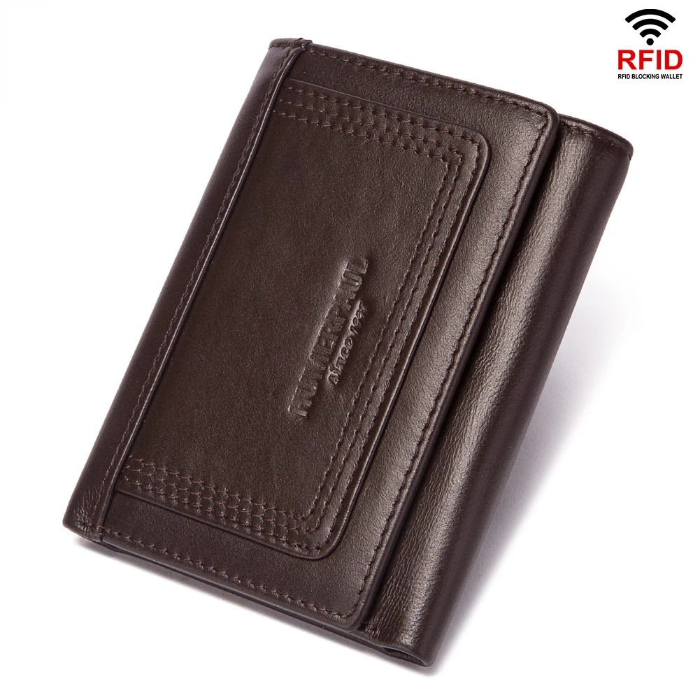 Jual 2023 Genuine Leather Men Wallets RFID Blocking Mini Card Holders ...