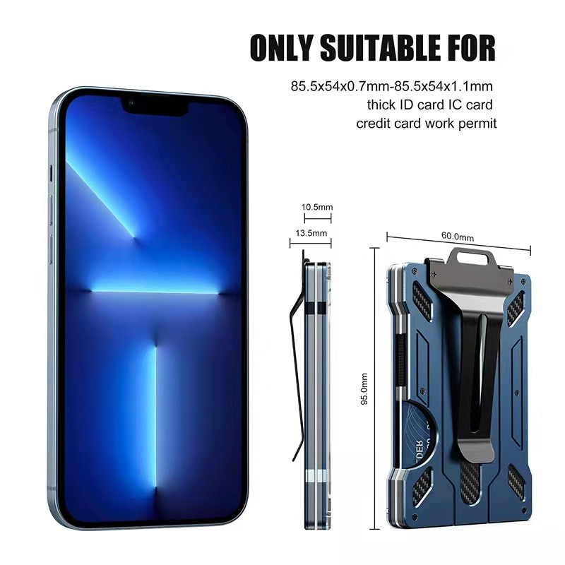 Jual Minimalist Wallet for Men- Slim Aluminum Metal Money Clip with ...
