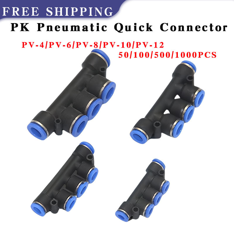 Jual 50/100/500/PCS Nylon Plastic 5 Way Pneumatic Manifold PK Series ...
