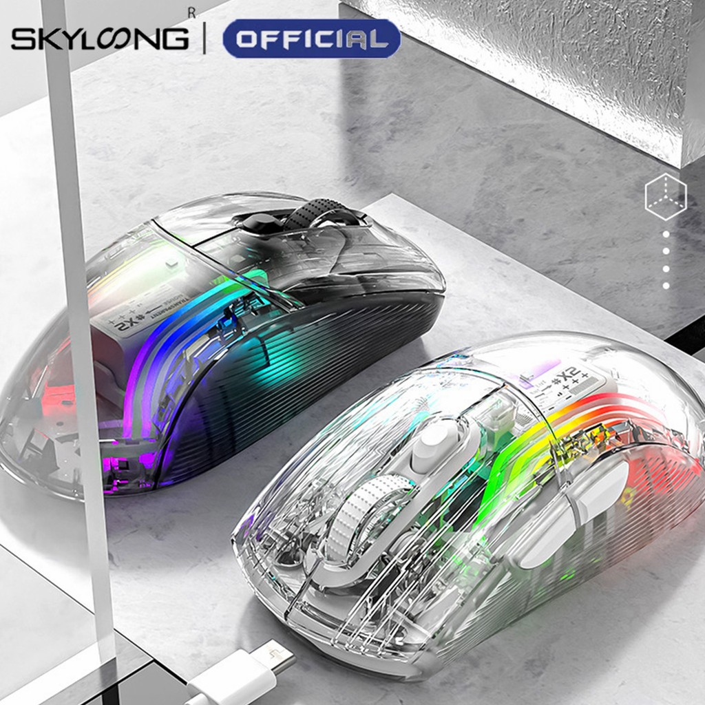 Jual Wireless Gaming Mouse PC Transparent Shell Computer Mute Mice With ...