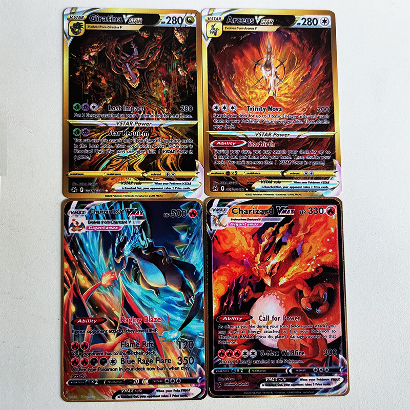Jual Pokemon Iron Metal Card Letters Golden Pikachu Eevee Charizard ...