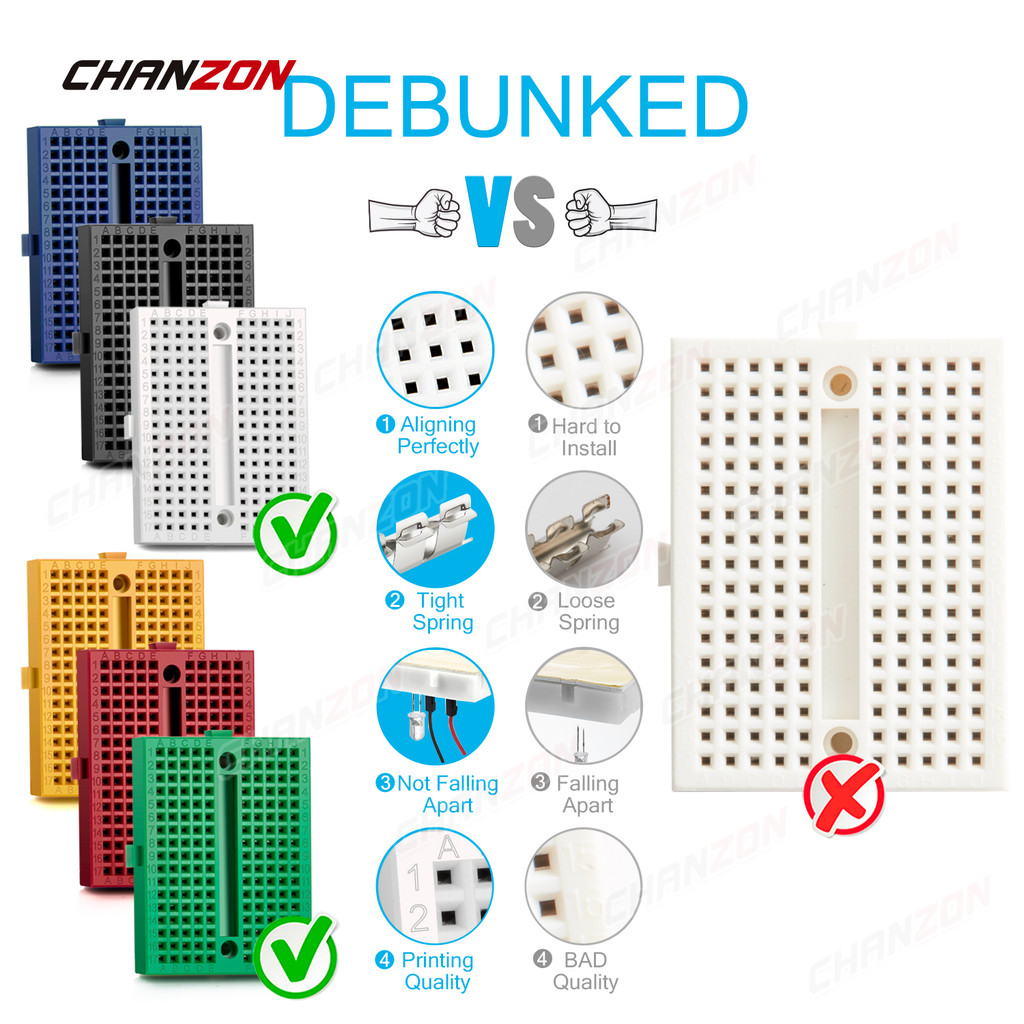 Jual 6 Pcs Mini Breadboard with 170 Tie Points SYB-170 Solderless ...