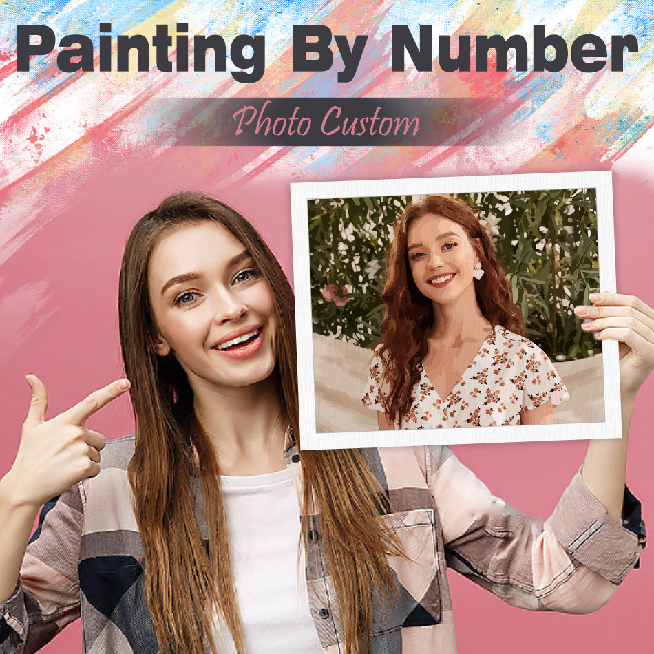 Jual GATYZTORY Personalised Paint By Numbers Photo Custom DIY Oil ...
