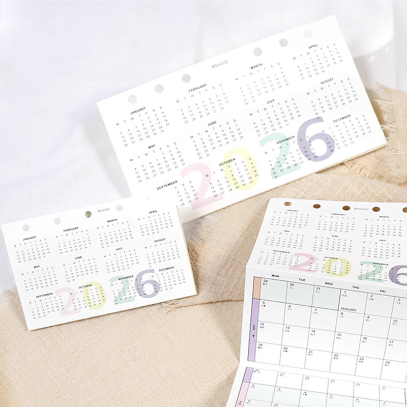 Jual Fromthenon 2026 Calendar A6 A7 M5 Colorful Yearly Monthly Planner Refills with Calendar 8 ...