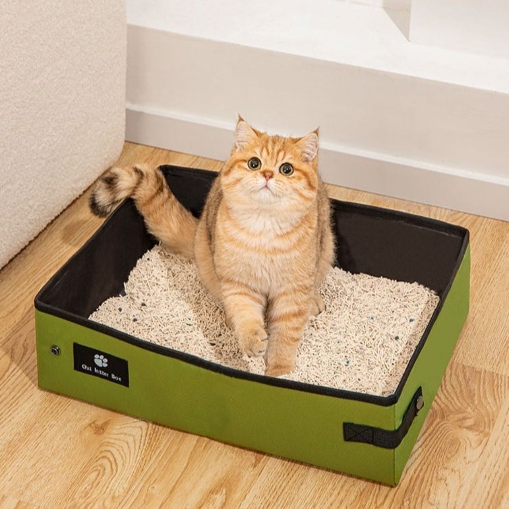 Jual Easy To Clean Waterproof Portable Cat Litter Box Folding Oxford ...