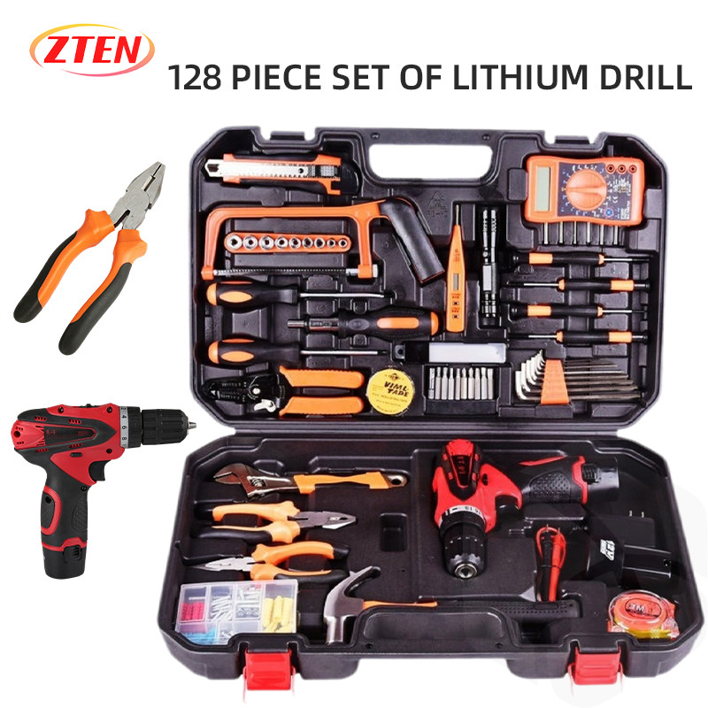 Jual 128pcs Home Power Drill Complete Toolbox Professional Tool Set ...